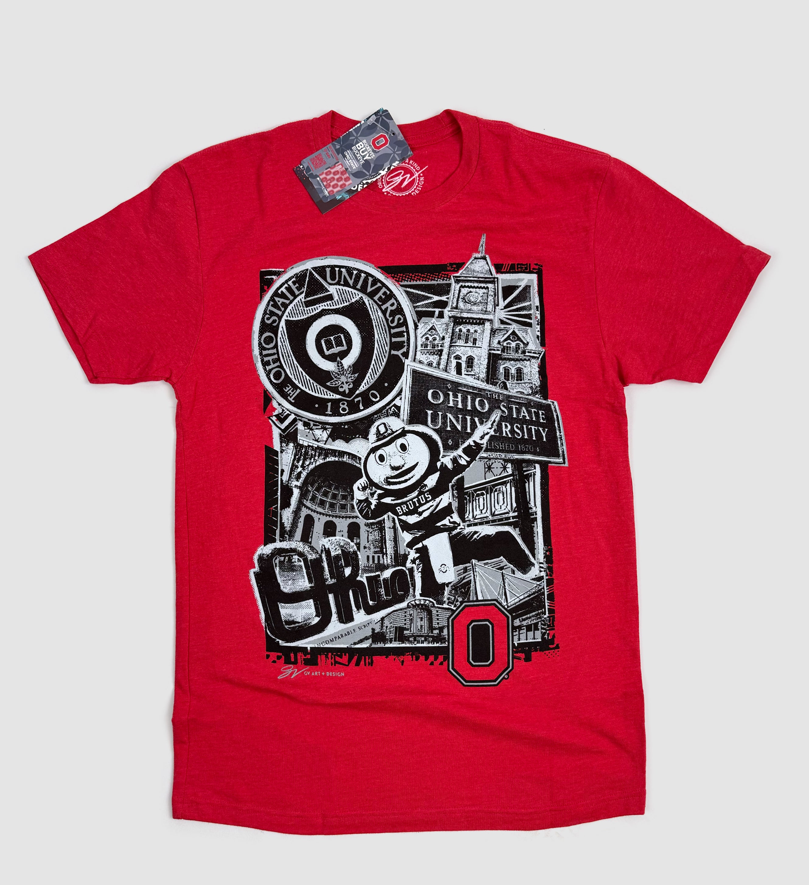 Red OSU Landmark Collage T Shirt